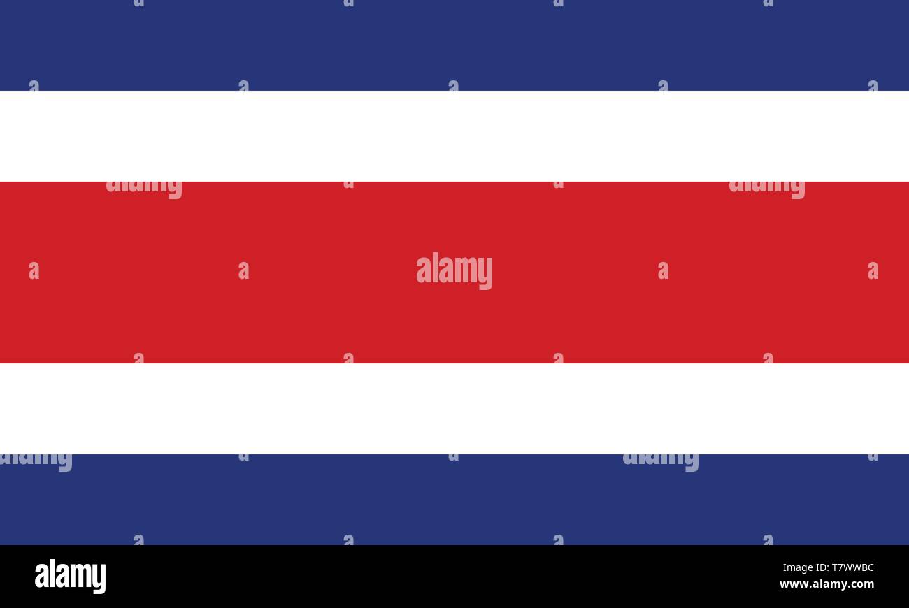 Costa Rica civil flag in official rate and colors, vector image Stock ...