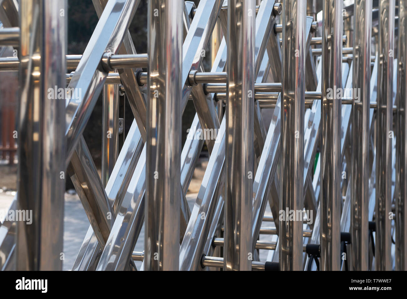 Close-up auto expansion door, stainless steel structure Stock Photo - Alamy