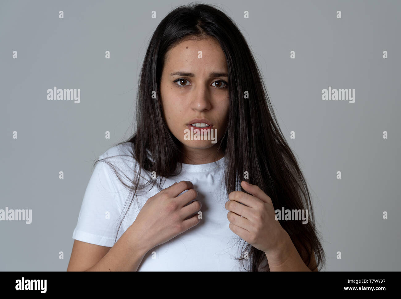 Woman fear face petrified hi-res stock photography and images - Alamy