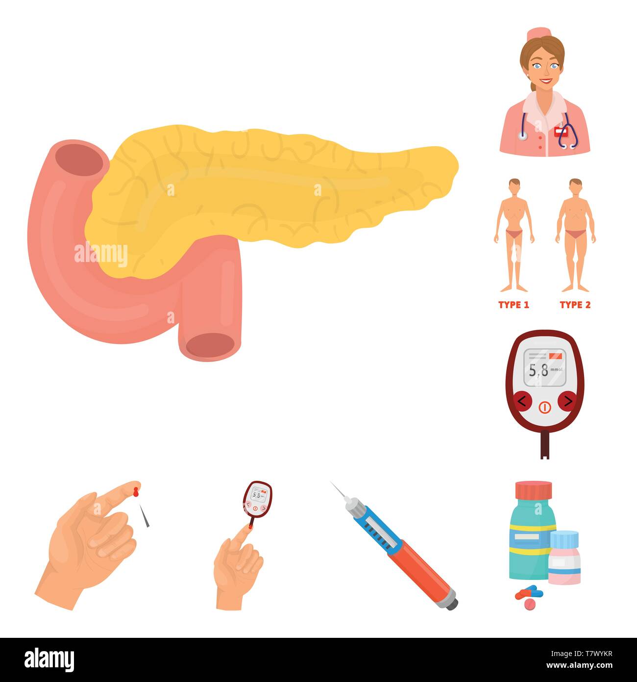 pancreas,nurse,men,glucometer,analysis,insulin,bottle,organ,doctor ...