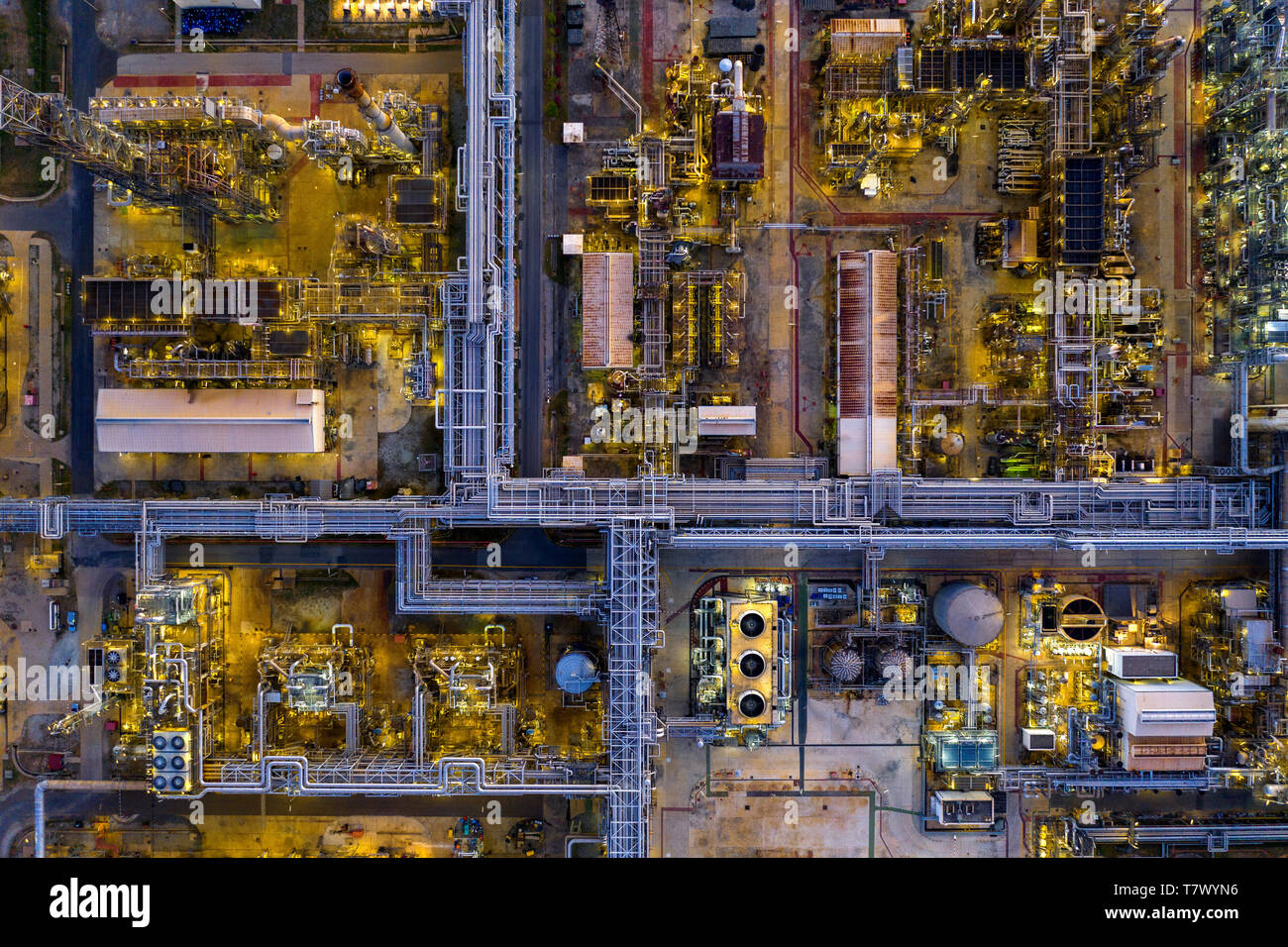 Aerial view of Oil refinery Stock Photo - Alamy