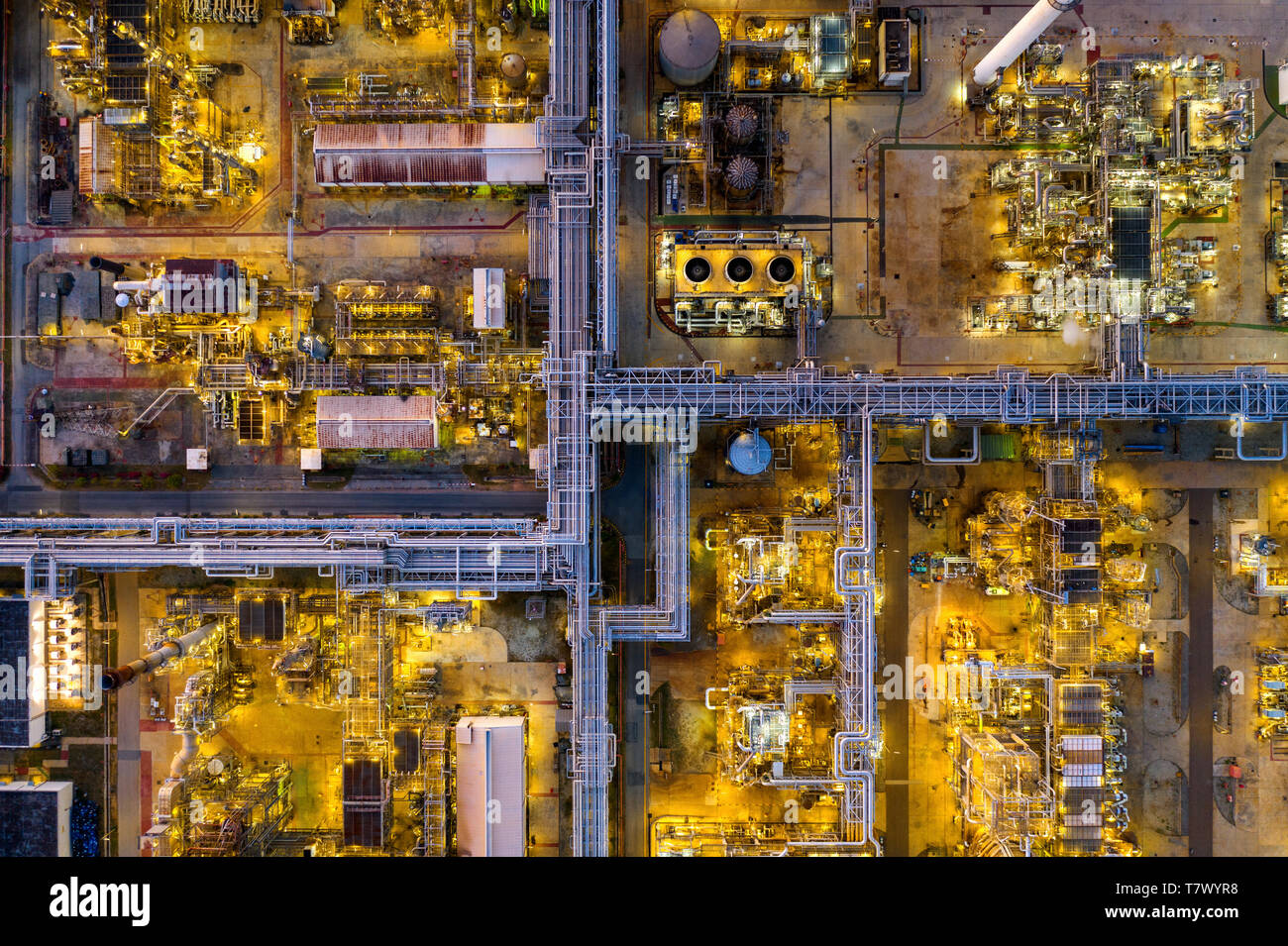 Aerial view of Oil refinery Stock Photo - Alamy