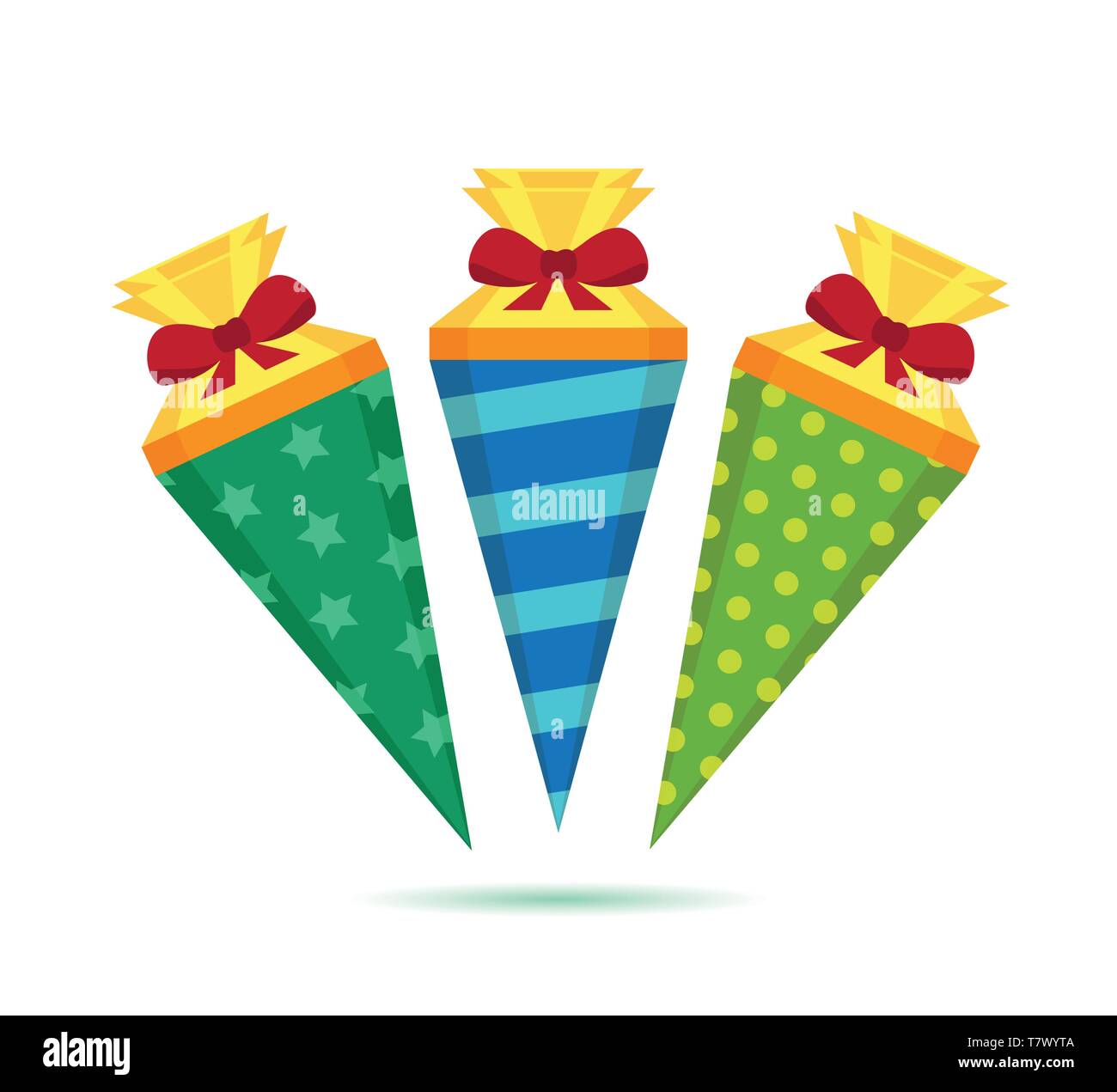 colorful pattern school cone set isolated on white vector illustration ...
