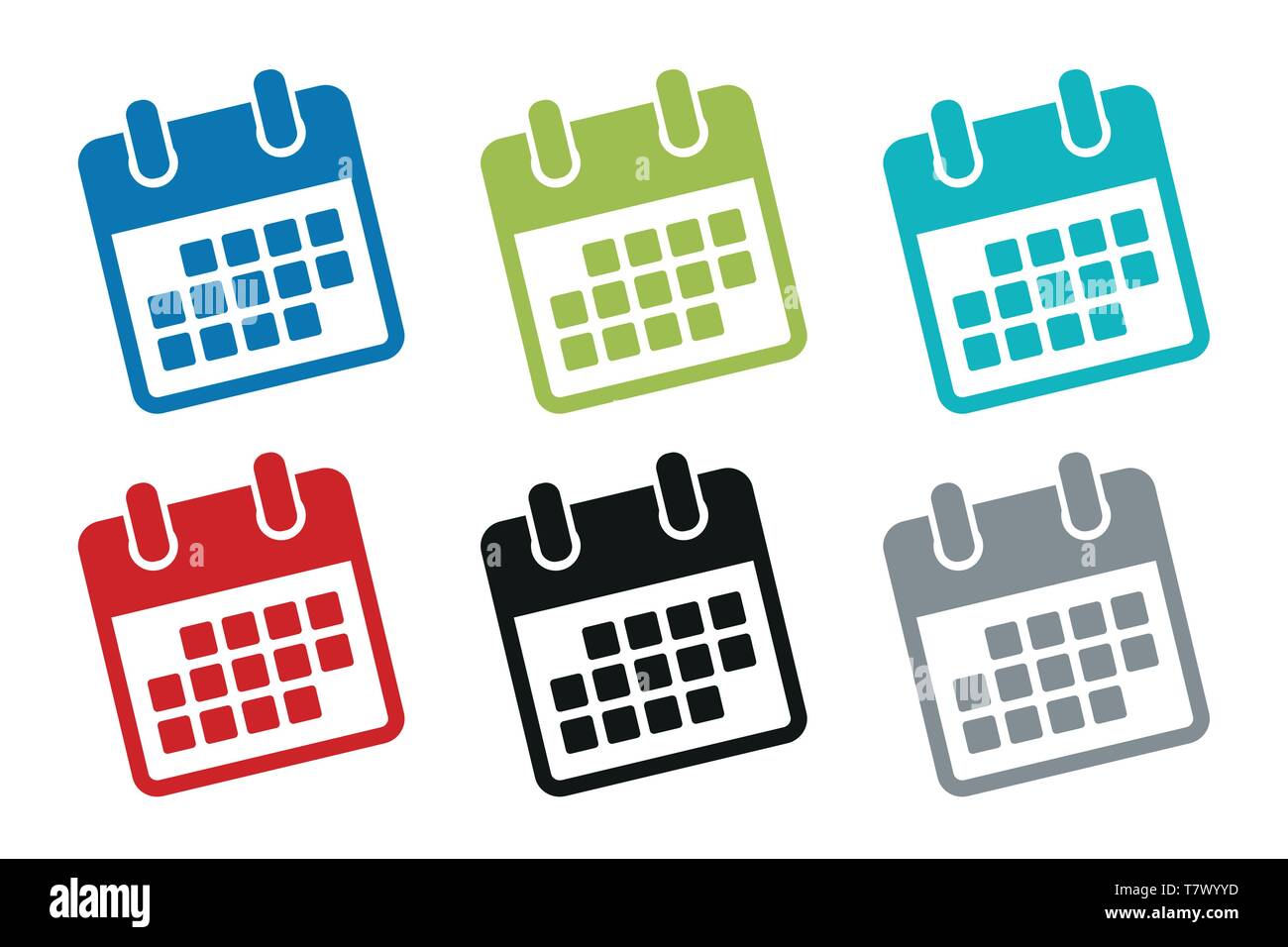 colorful business calendar icon set isolated on white background vector ...