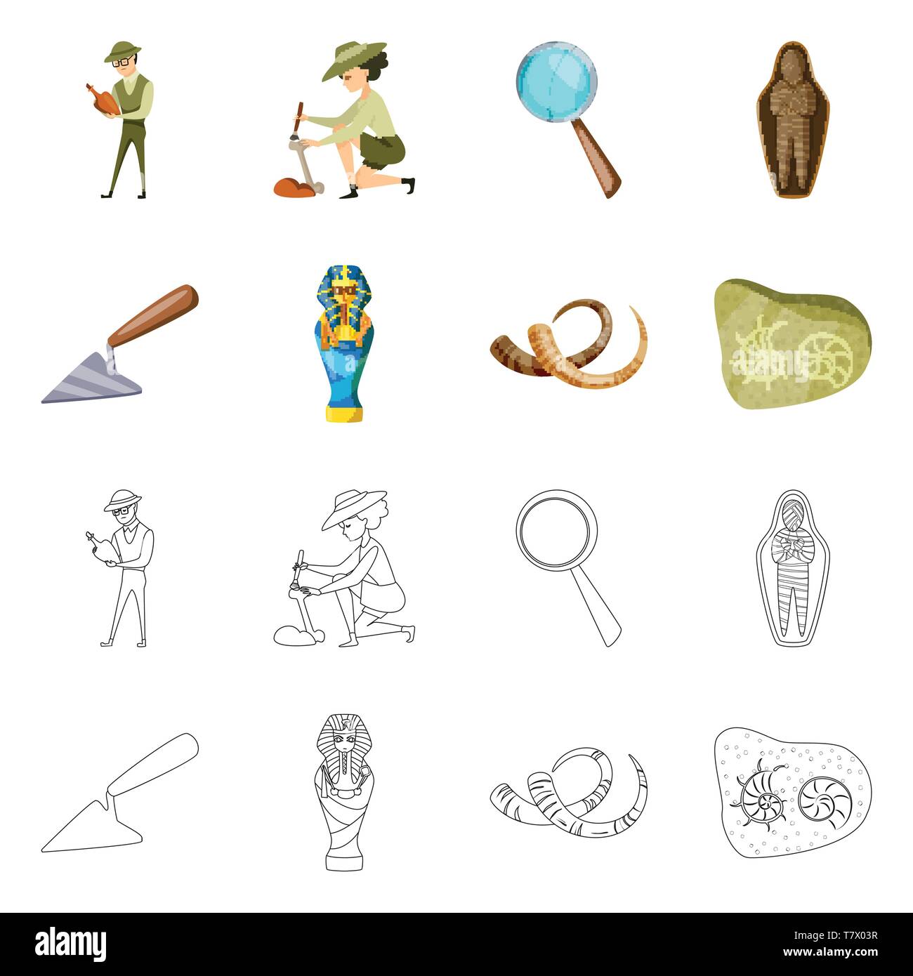 archaeologist,lens,mummy,tool,sarcophagus,horn,rock,human,girl,glass ...
