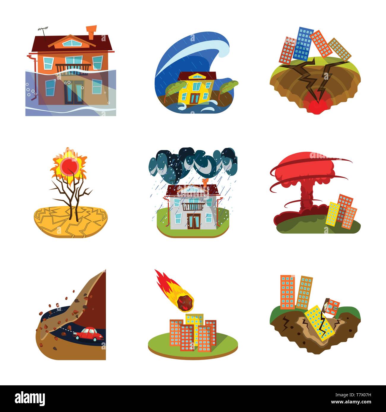 Isolated object of cataclysm and disaster icon. Set of cataclysm and ...