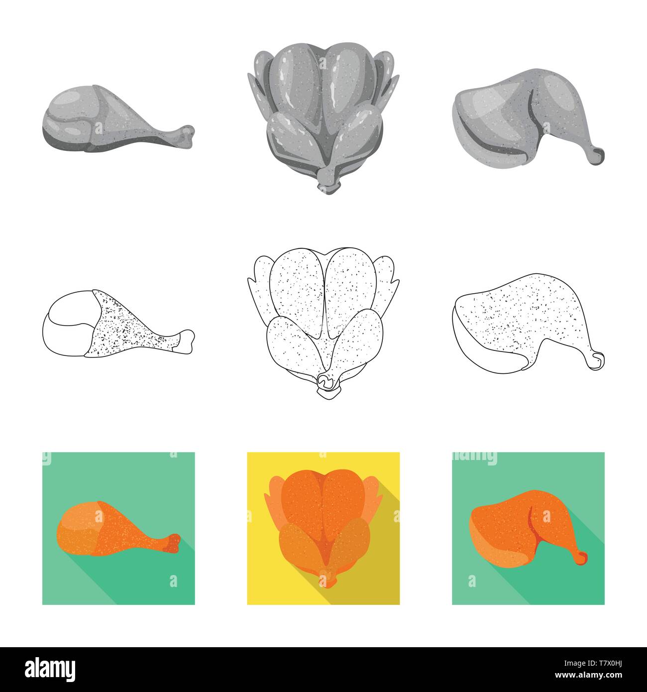 Vector illustration of product and poultry sign. Set of product and ...