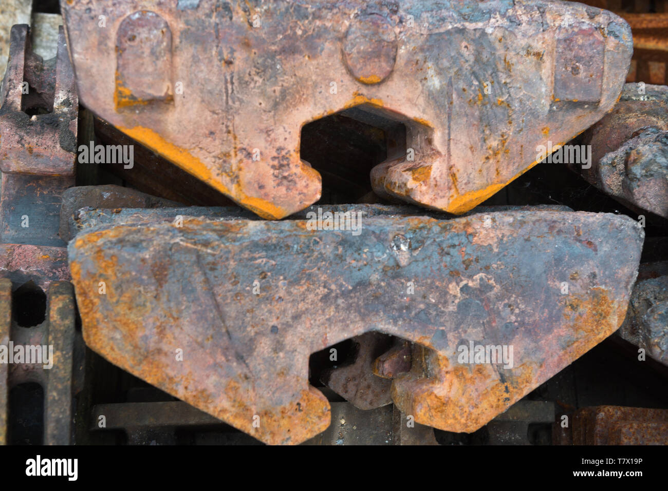 Scrap metal outside the engine sheds at Minehead Station on the West ...