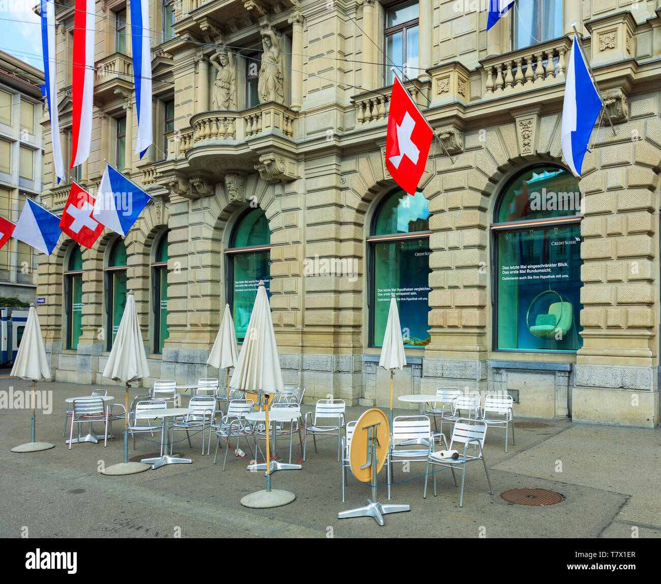 Zurich, Switzerland - August 1, 2016: facade of the Credit Suisse ...