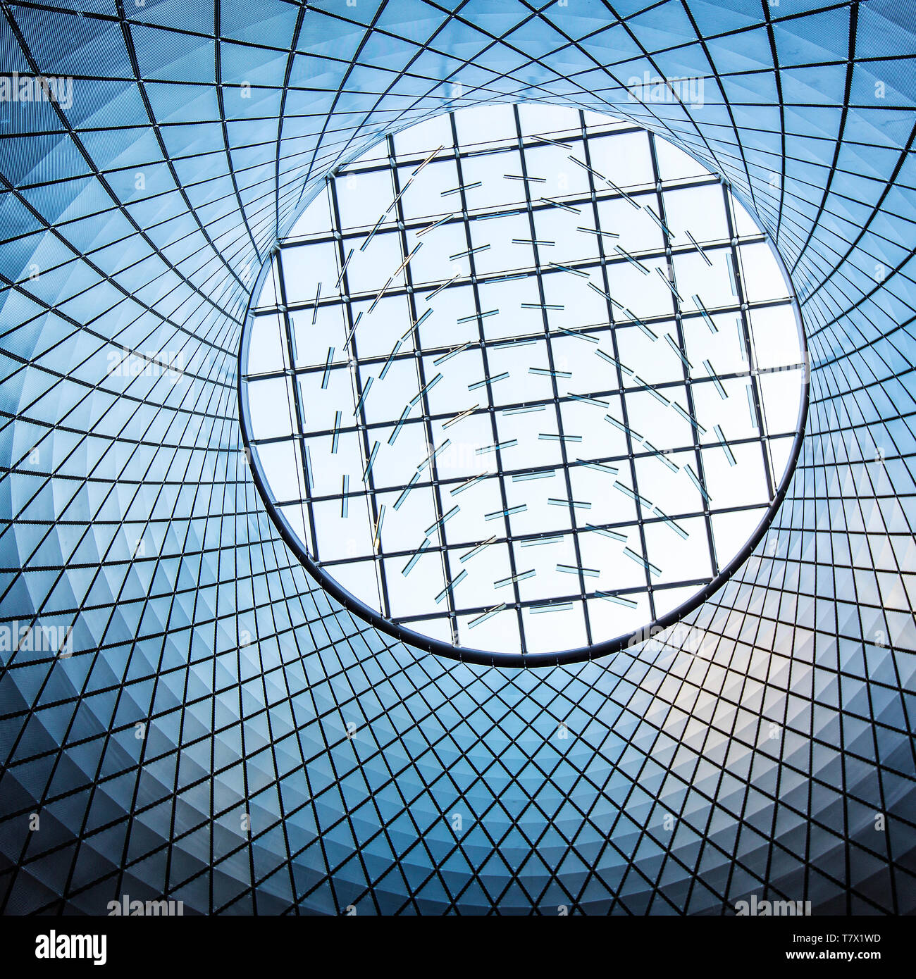 The steel and glass dome that encapsulates the new Fulton Center, a ...