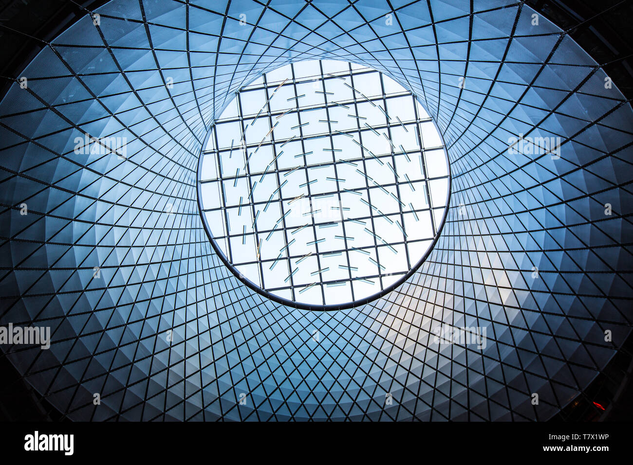 The steel and glass dome that encapsulates the new Fulton Center, a ...