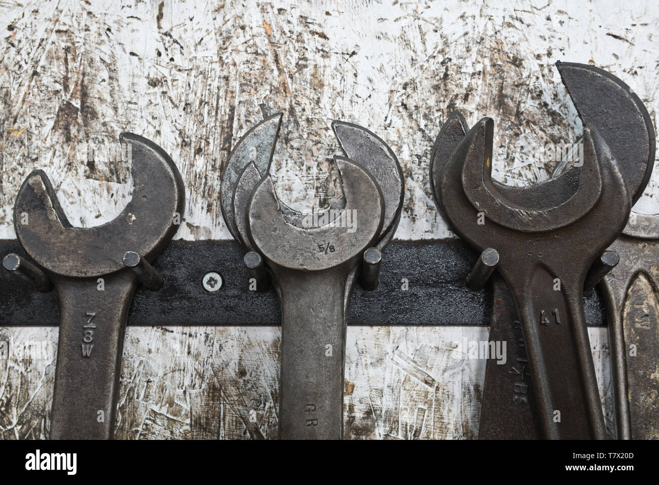 Spanners hanging on the wall in the workshops of the engine sheds at ...