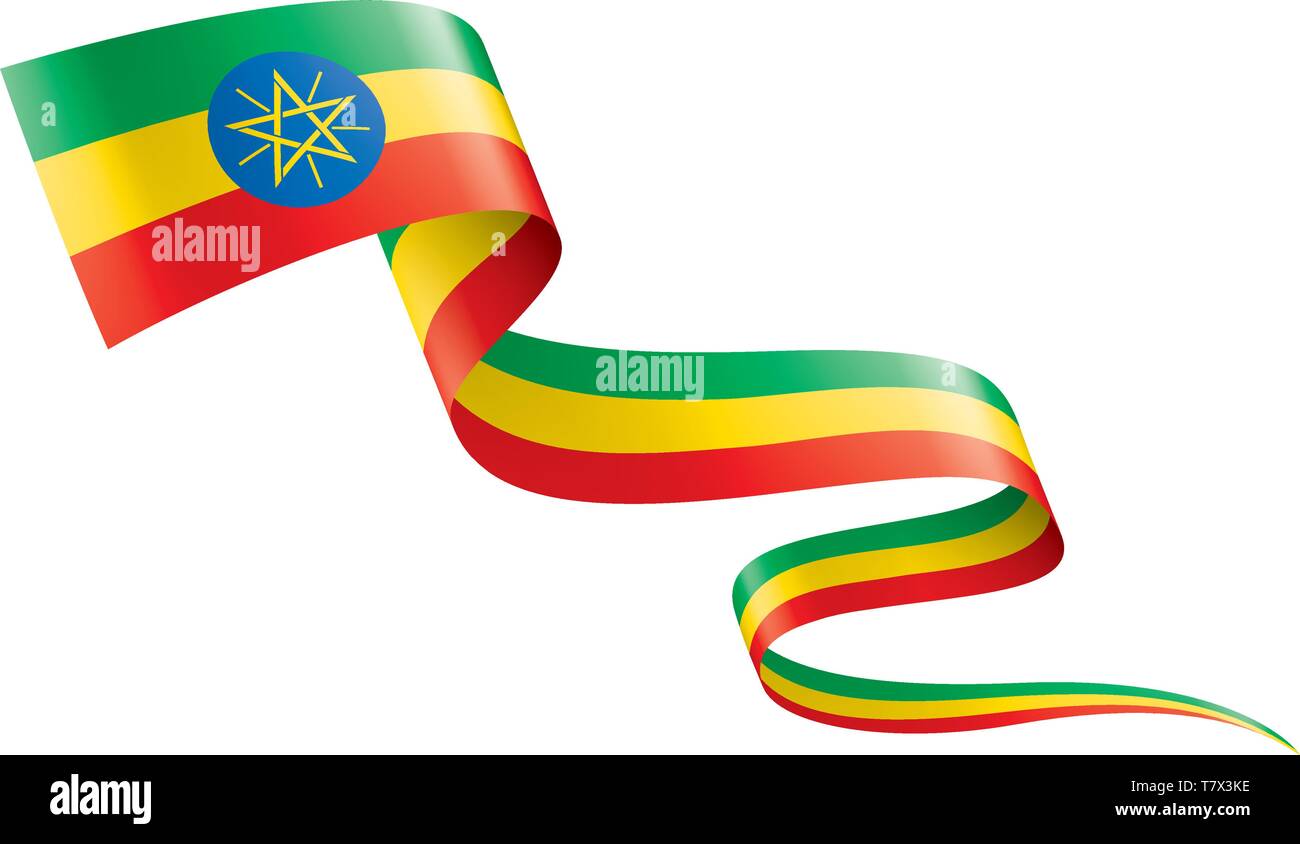 Ethiopia flag, vector illustration on a white background Stock Vector ...