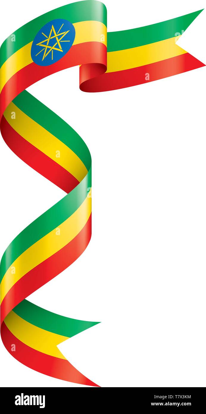 Ethiopia flag, vector illustration on a white background Stock Vector ...