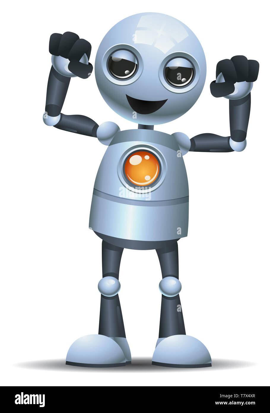 illustration of a little robot body builder on isolated white ...