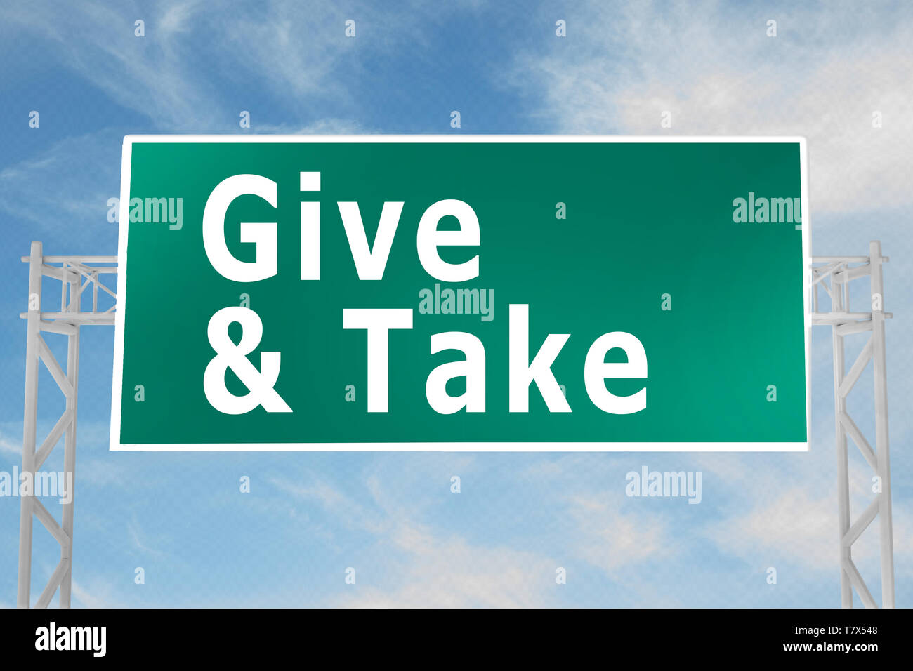3D illustration of Give & Take script on road sign Stock Photo - Alamy