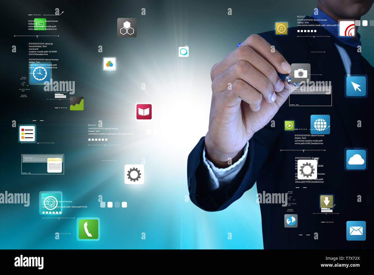 Man selecting mobile application Stock Photo - Alamy