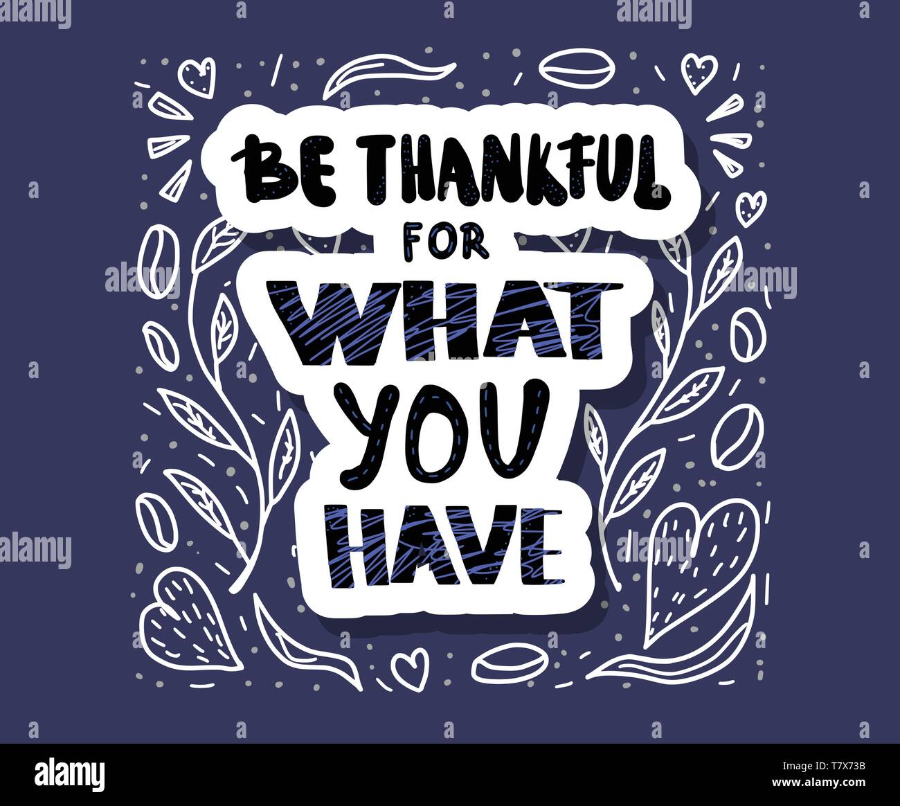 Be thankful for what you have sticker with hand drawn decorations ...