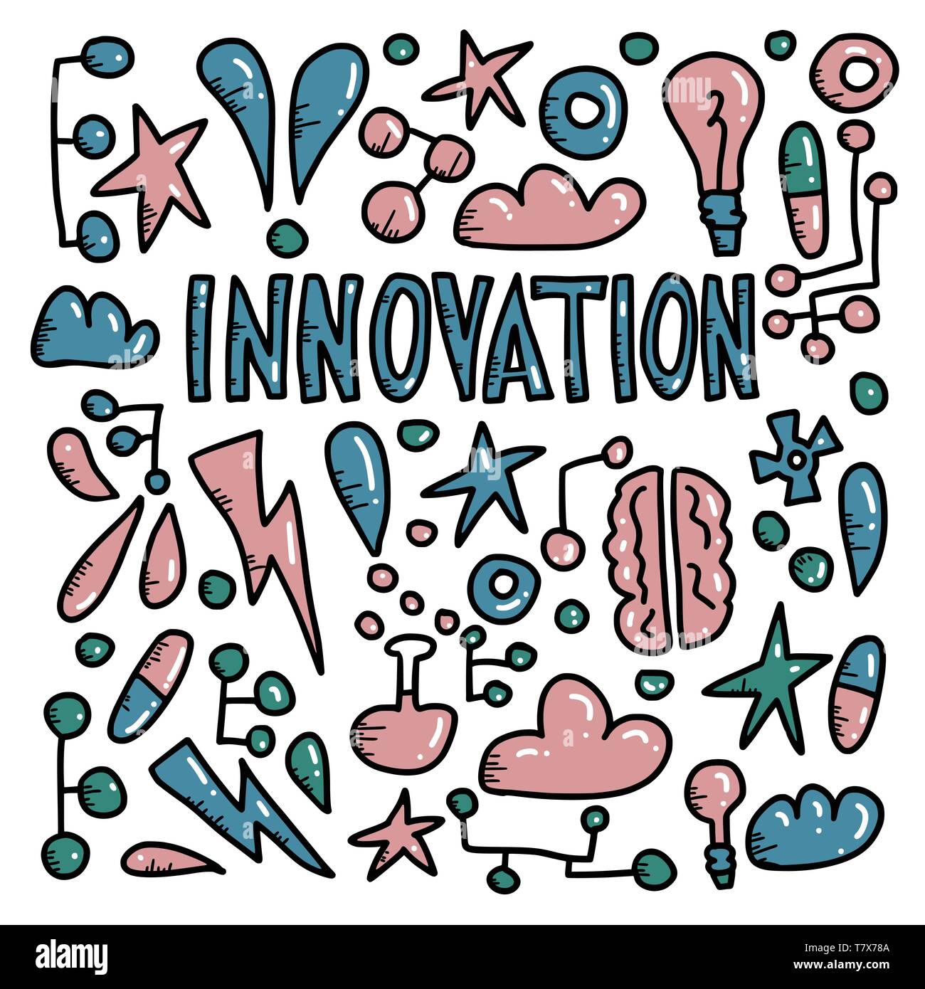 Innovation concept in doodle style. Vector symbols illustration Stock ...