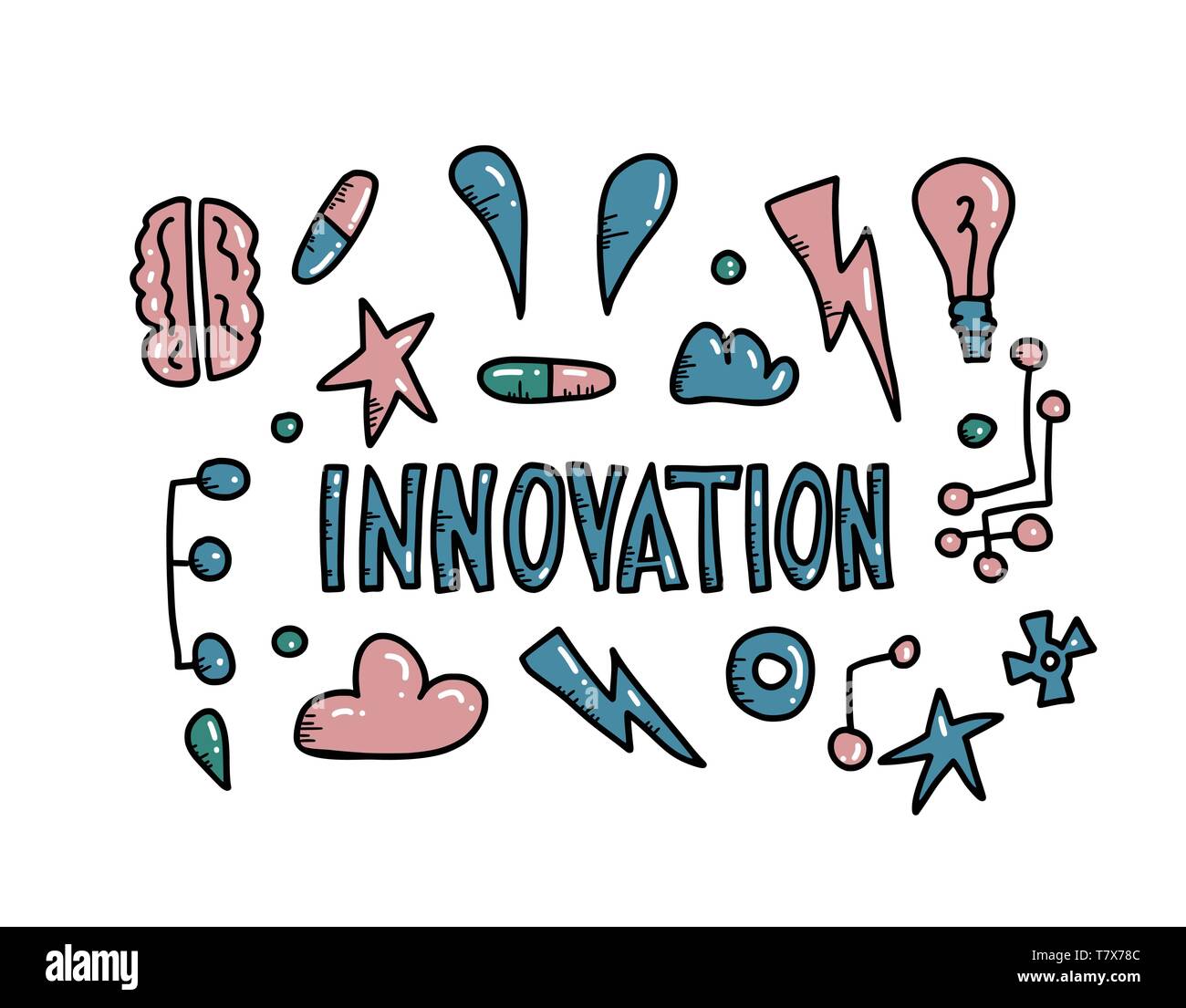 Innovation concept in doodle style. Vector symbols illustration Stock ...