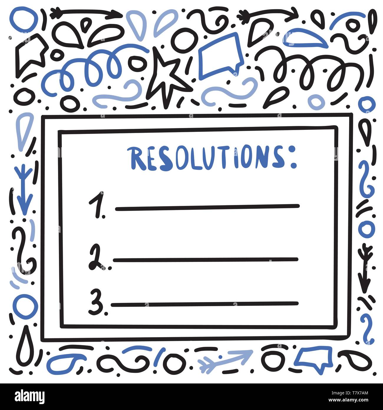 Resolutions template. Blank for goals with decoration in doodle style ...
