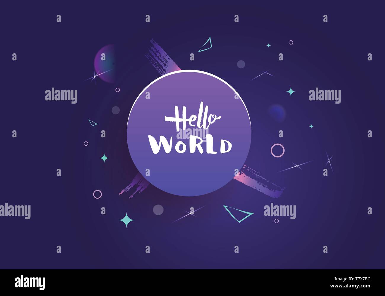 Vector quote of Hello Word with decoration. Handwritten lettering with ...