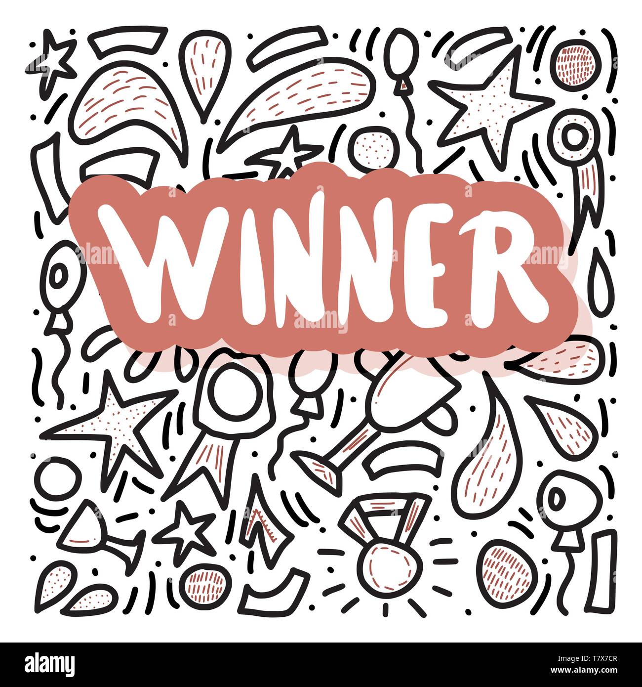 Winner lettering with decoration. Hanwritten quote conceptual ...