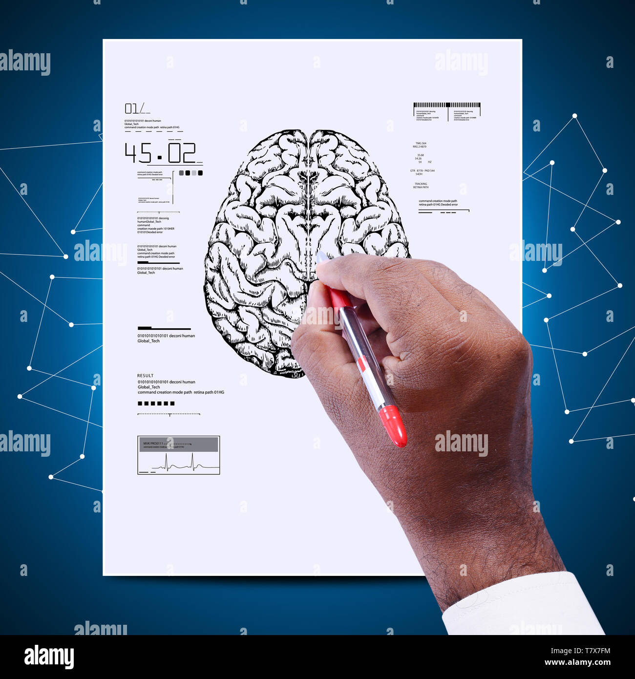 Man drawing the sketch of brain Stock Photo - Alamy