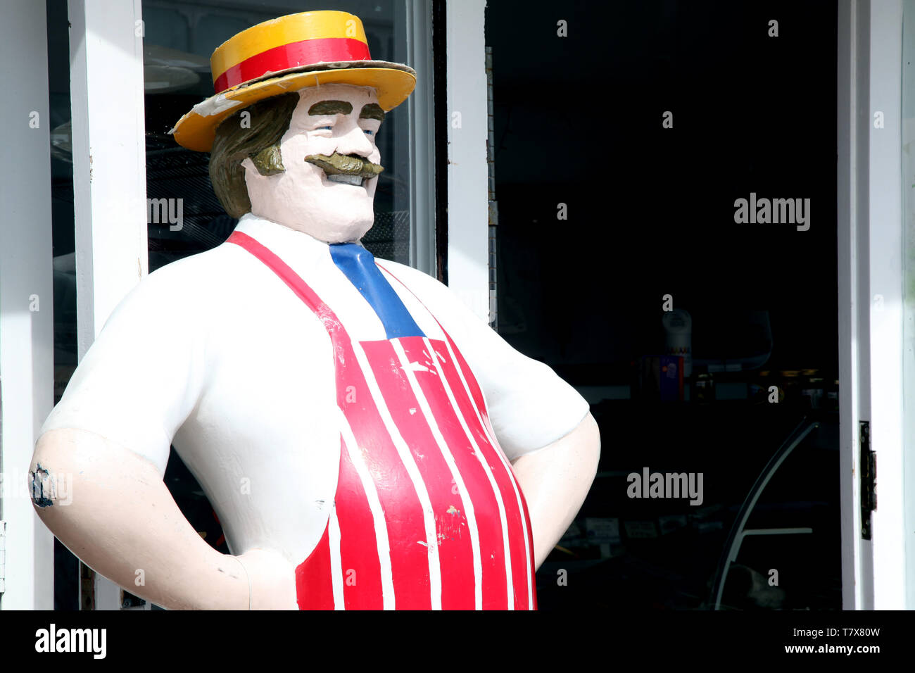 Lyme Regis, Dorset - Antique, life size, jolly butcher statue standing ...
