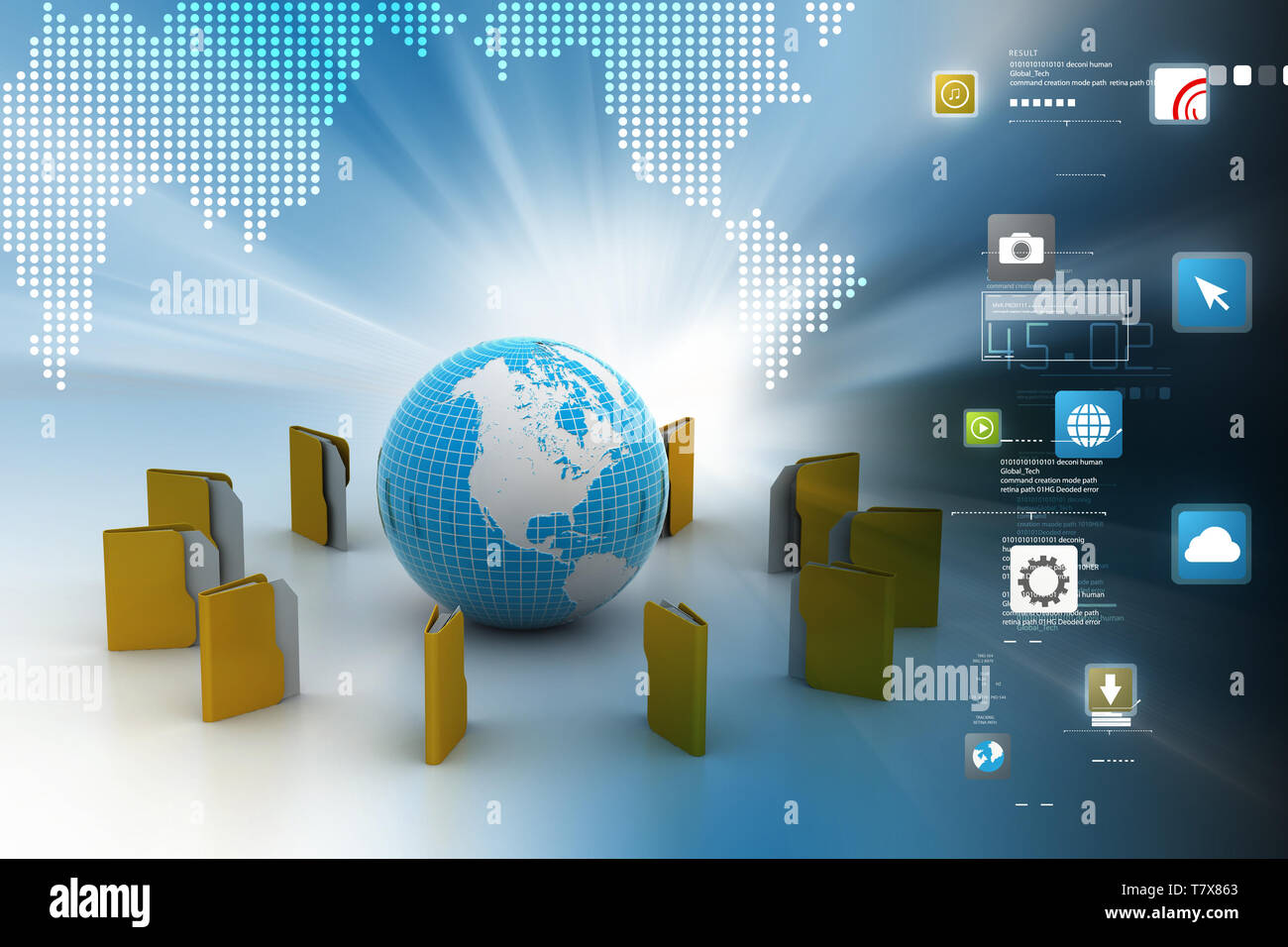 File folders around Earth Stock Photo - Alamy