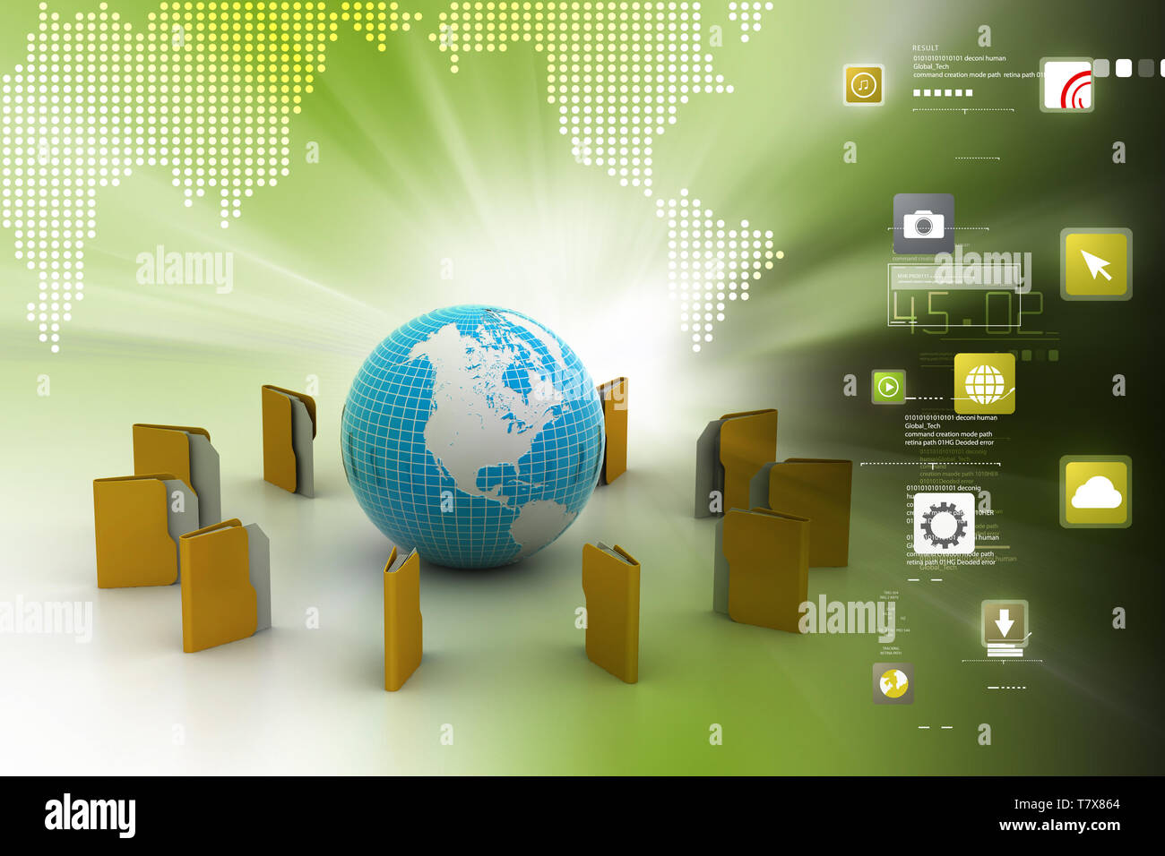 File folders around Earth Stock Photo - Alamy