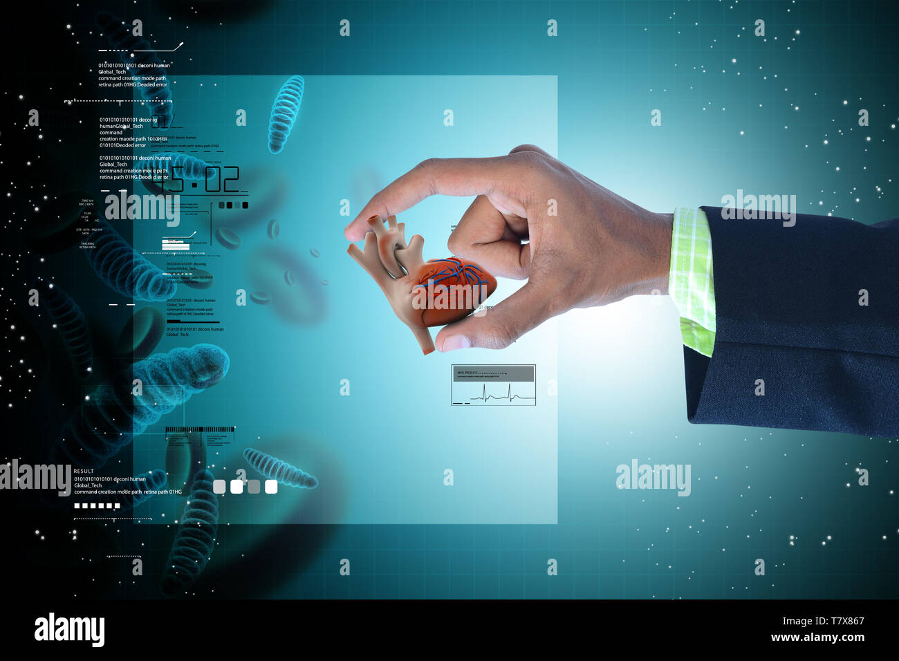 Smart hand showing human heart Stock Photo - Alamy