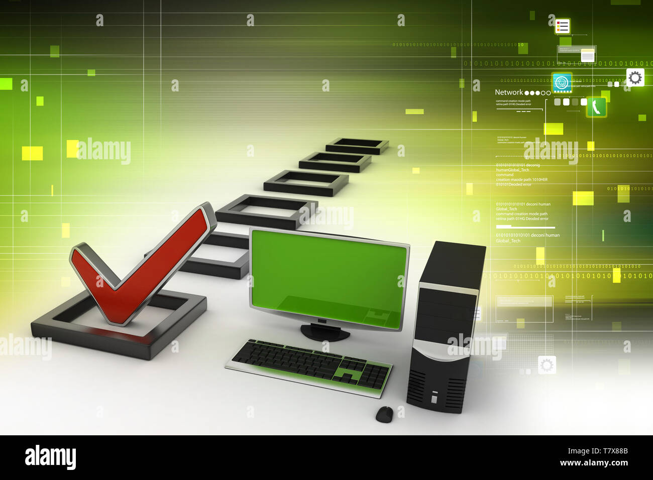 personal computer with a check mark Stock Photo - Alamy