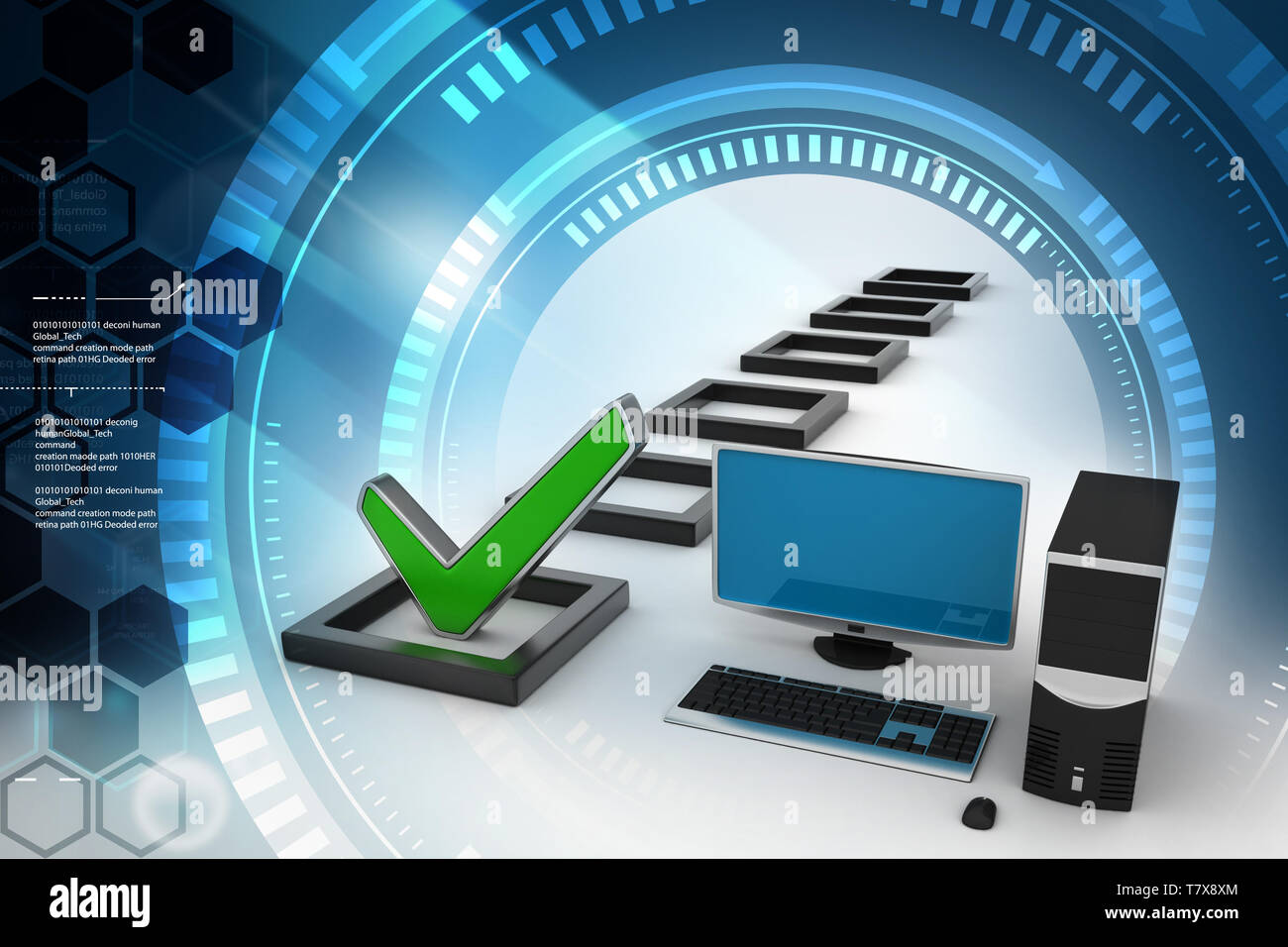 personal computer with a check mark Stock Photo - Alamy