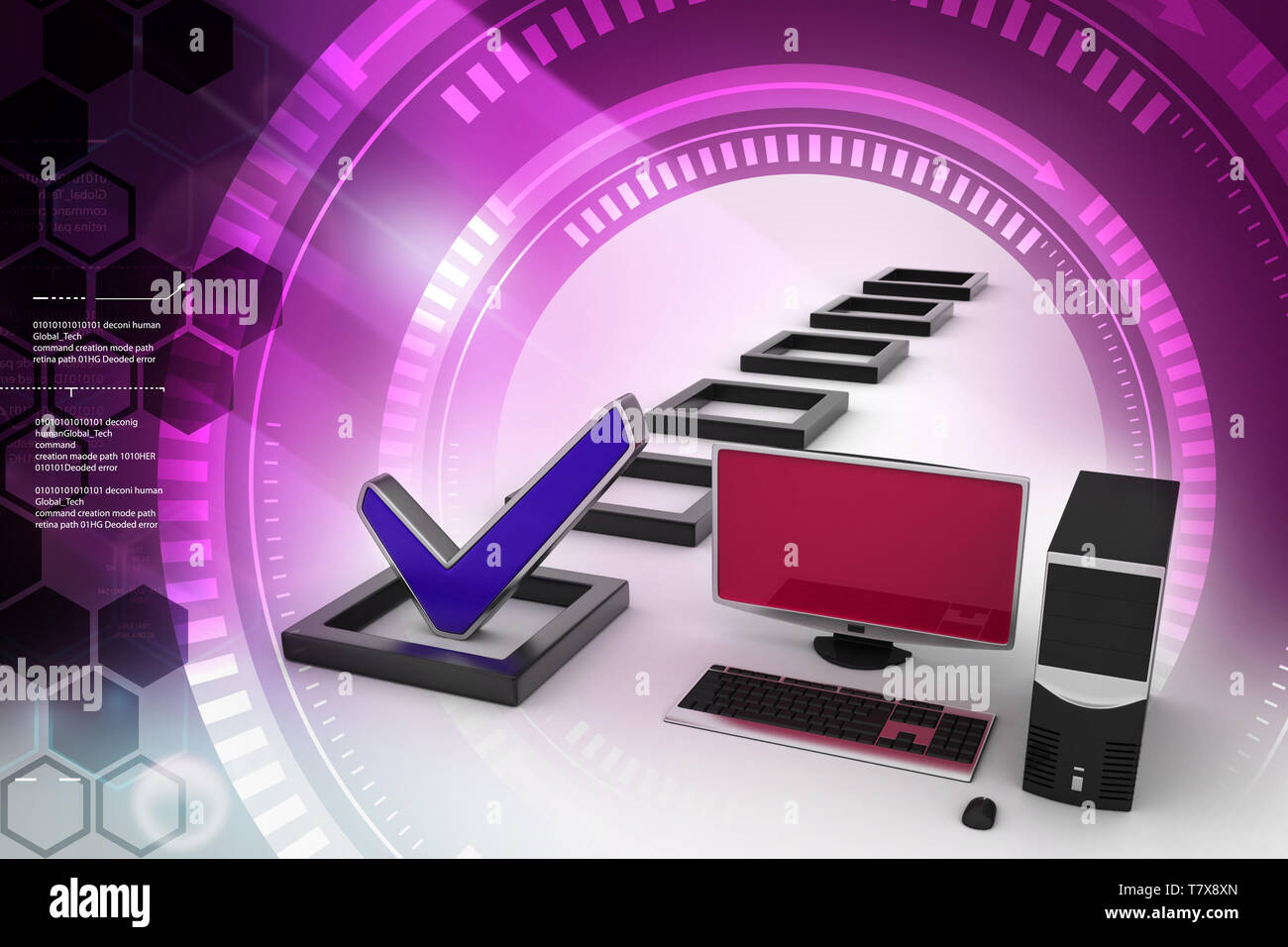 personal computer with a check mark Stock Photo - Alamy