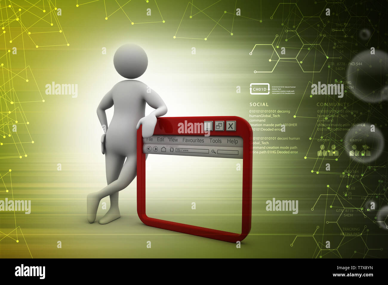 3d man with browser window Stock Photo - Alamy