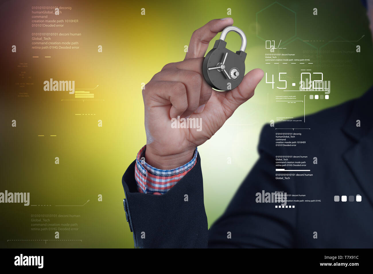 man showing padlock Stock Photo - Alamy