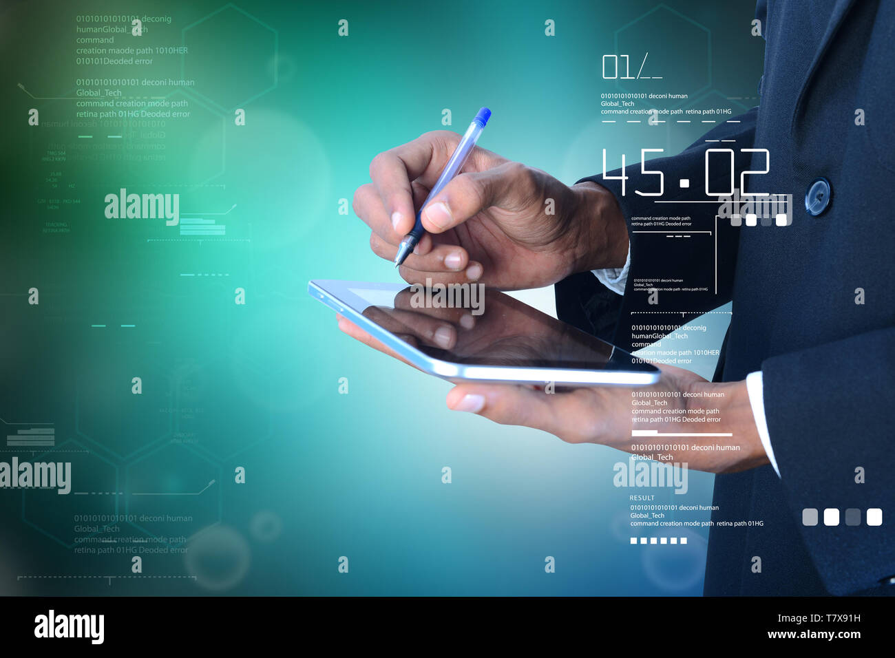 Business man writing on the digital tablet Stock Photo - Alamy