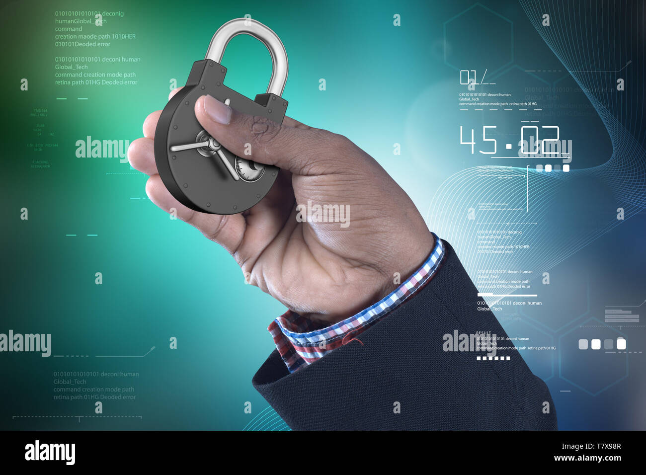 man showing padlock Stock Photo - Alamy