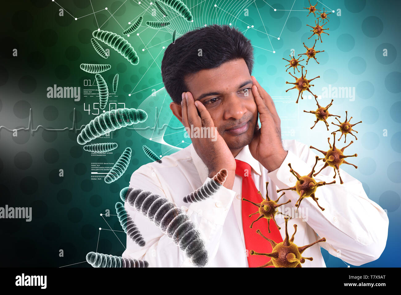 Man thinking about the virus and bacteria Stock Photo - Alamy