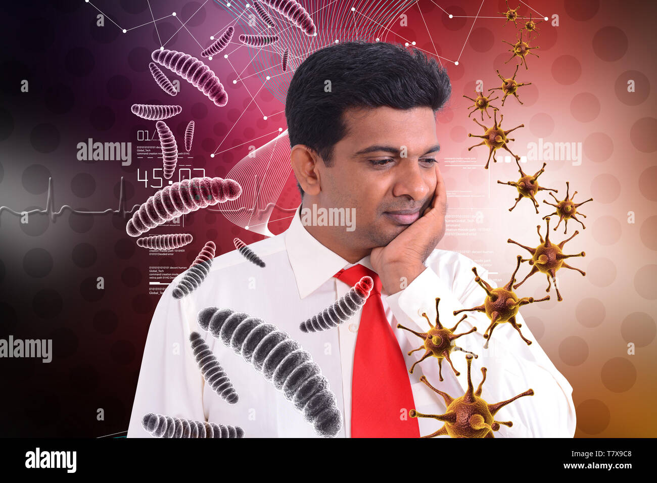 Man thinking about the virus and bacteria Stock Photo - Alamy