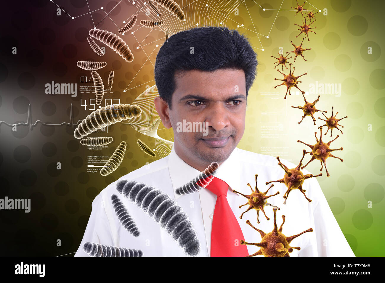 Man thinking about the virus and bacteria Stock Photo - Alamy