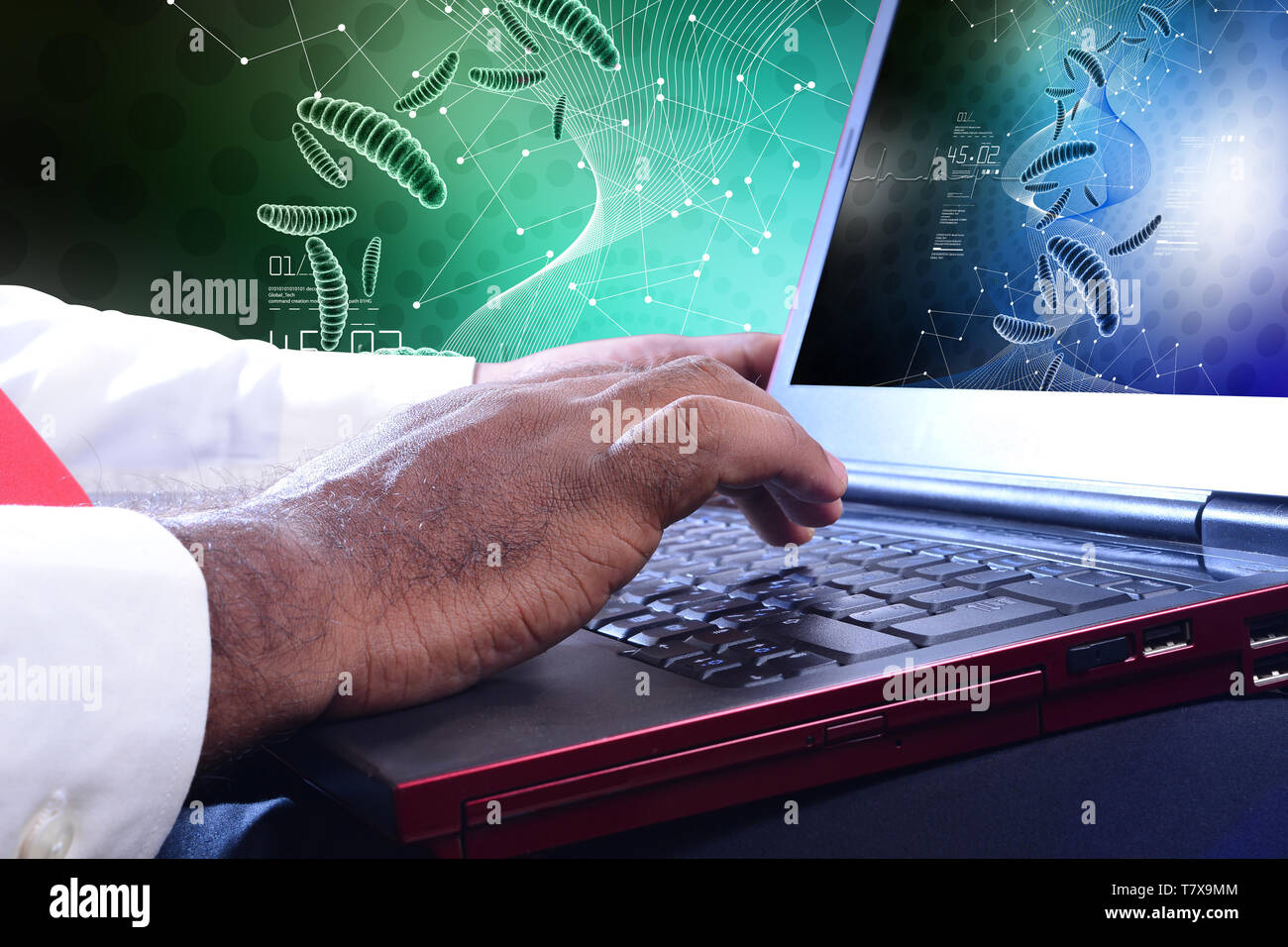 Man showing bacteria Stock Photo - Alamy