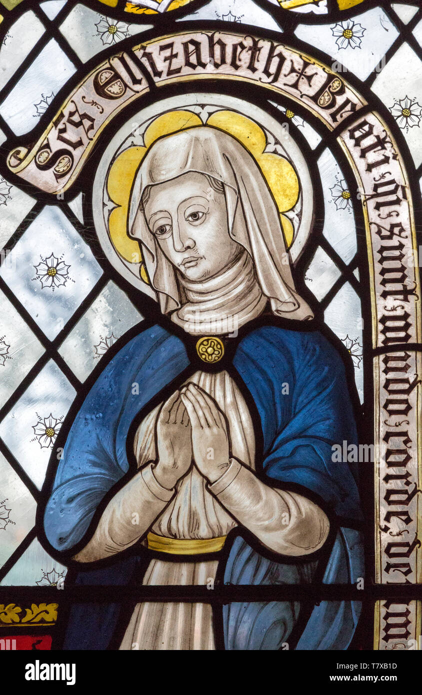 Nineteenth century Victorian stained glass window of Saint Elizabeth ...