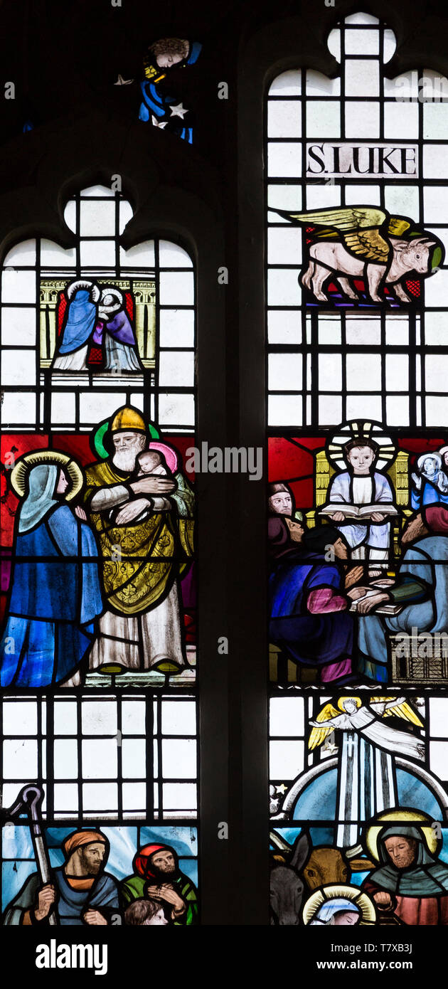 Biblical stories in stained glass window by Margaret Edith Aldrich Rope ...