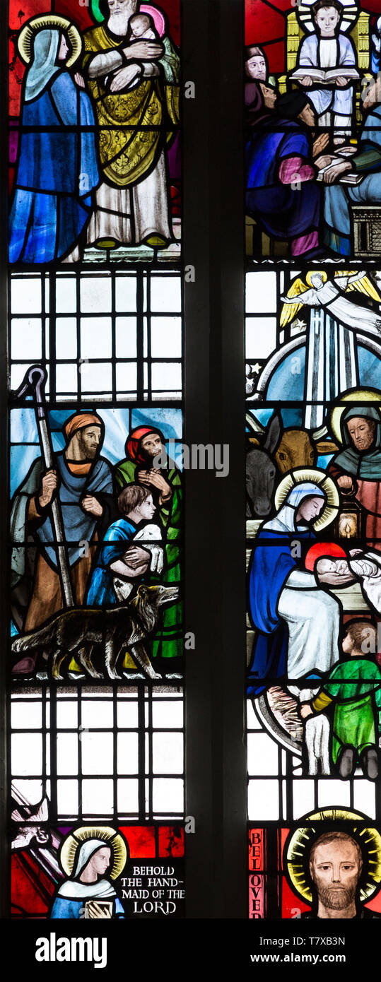 Biblical stories in stained glass window by Margaret Edith Aldrich Rope ...