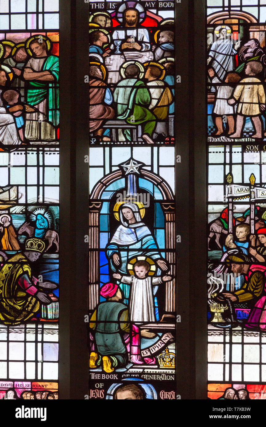 Biblical stories in stained glass window by Margaret Edith Aldrich Rope ...