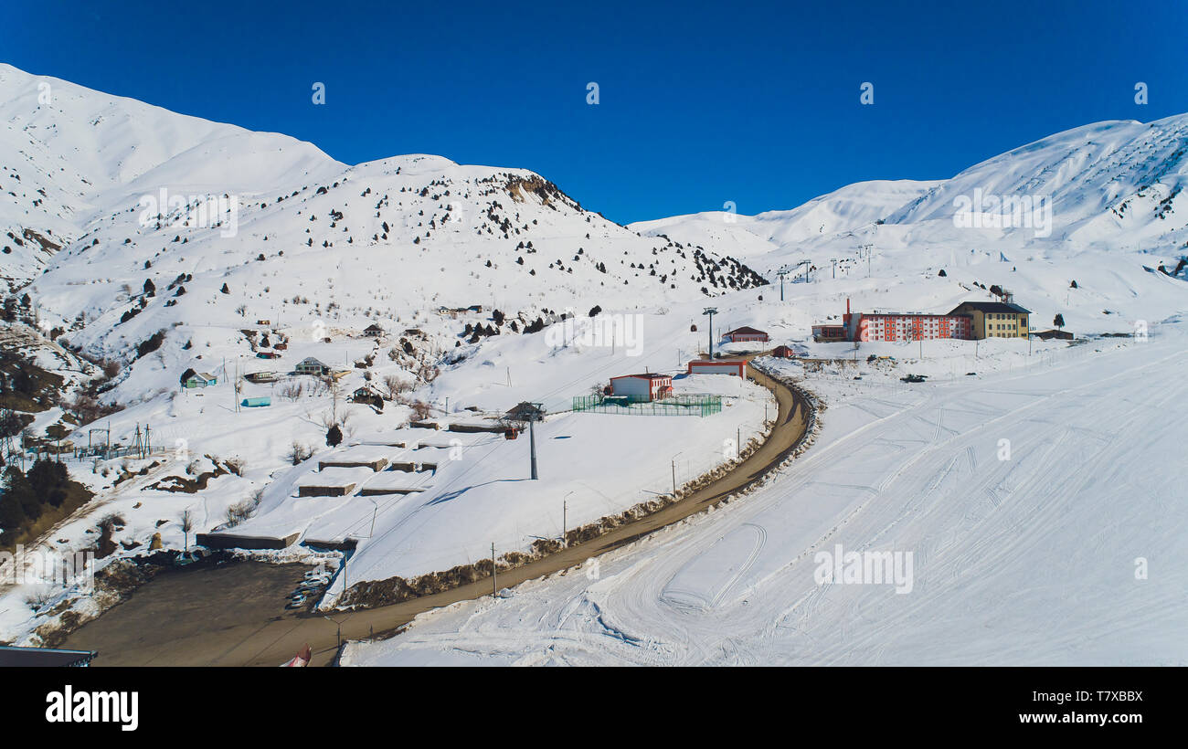 Vahdat district beautiful view from the aircraft to the mountains in ...