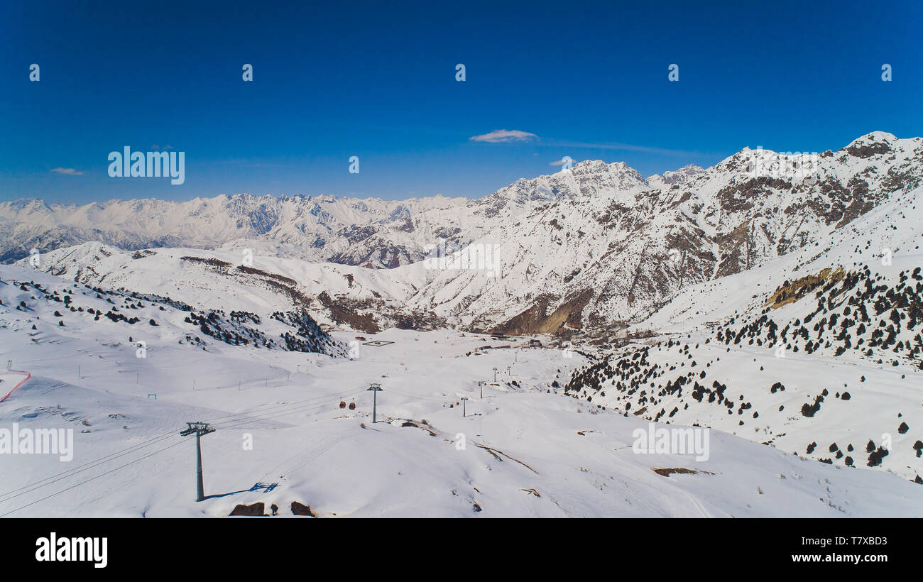 Vahdat district beautiful view from the aircraft to the mountains in ...