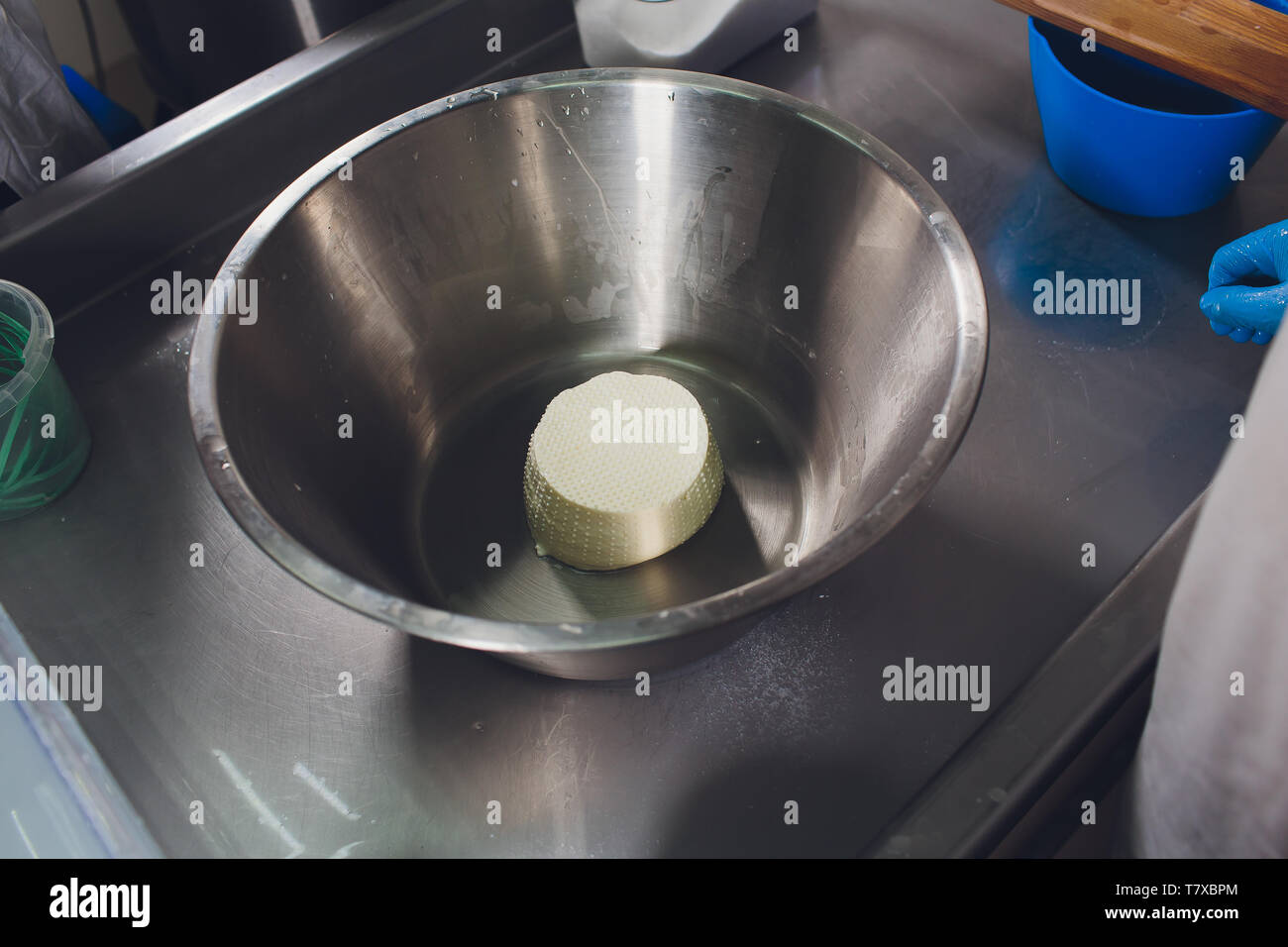 Traditional Cheese Making In A Small Company. Cheese Maker Hands Close ...
